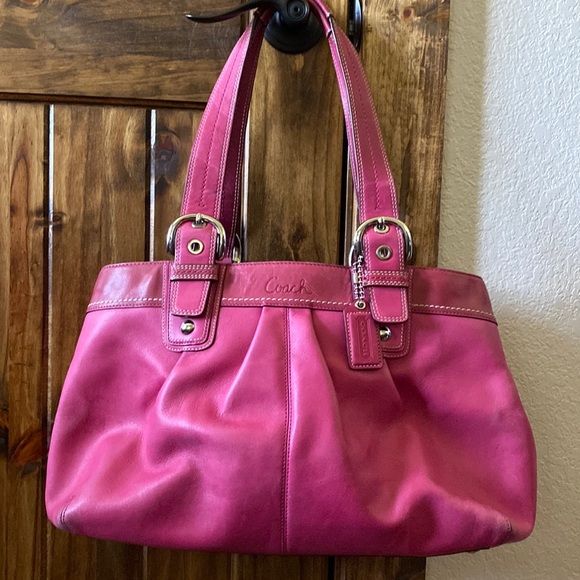 Coach | Bags | Coach Leather Fuchsia Handbag Bigger Size | Poshmark